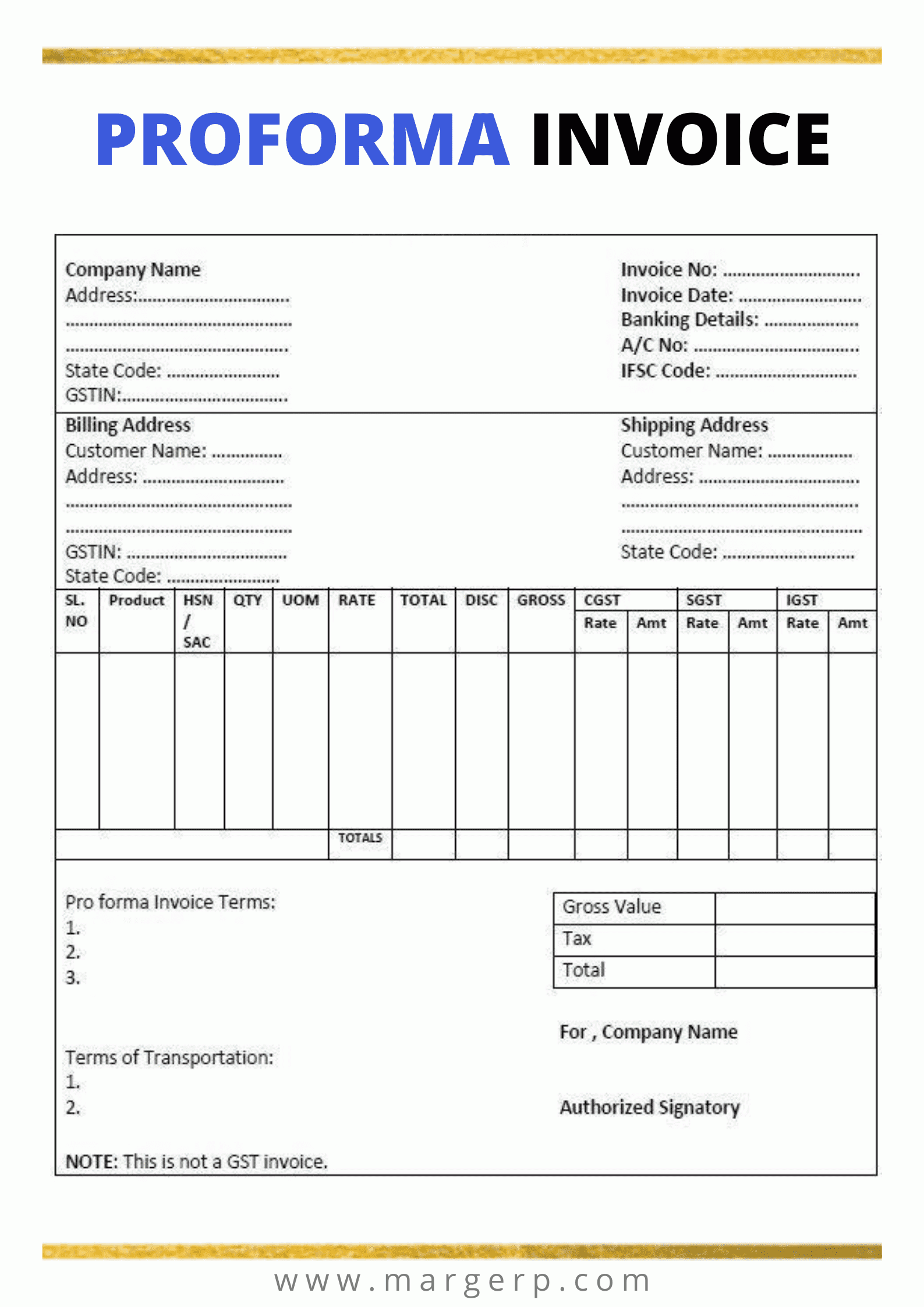 What is Proforma Invoice under GST? All You Need to Know - Marg ERP ...